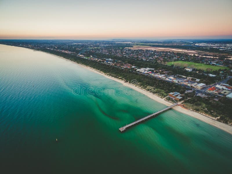 Aerial View of Beautiful Ocean Coastline Beaches and Suburbs. Stock ...