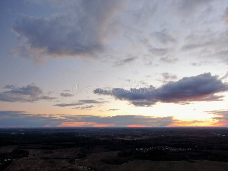 Aerial View a Beautiful Panoramic Landscape of Clouds at Sunset. a ...