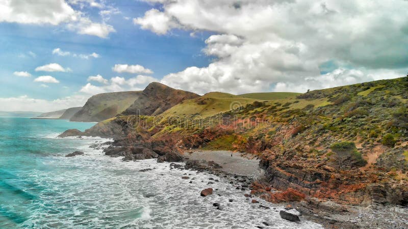 Aerial View of Beautiful Second Valley Countryside - Australia Stock ...