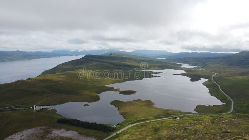Aerial View of a Beautiful Valley and a Lake Stock Image - Image of ...