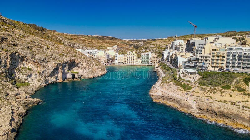 Aerial View of Beautiful Xlendi Bay from Drone, Gozo Stock Image ...