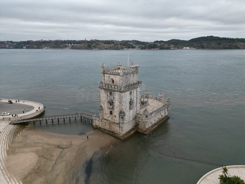 Aerial View of the Belem Tower on the Lakeshore Stock Photo - Image of ...