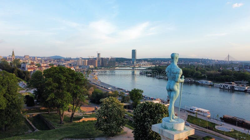 Aerial View of the Belgrade City and the River Stock Image - Image of ...