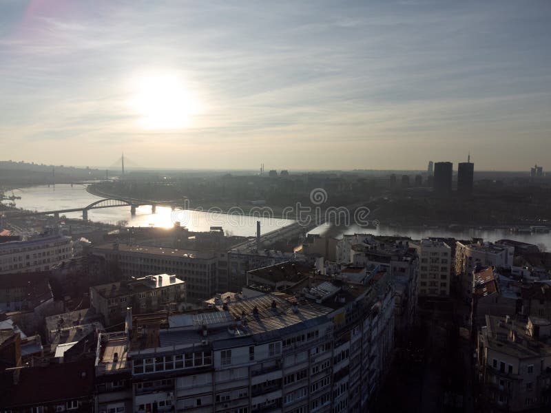 Aerial View of Belgrade Downtown in the Evening. the Capital of Serbia ... Aerial View of Belgrade Downtown in the Evening. the Capital of Serbia ...
