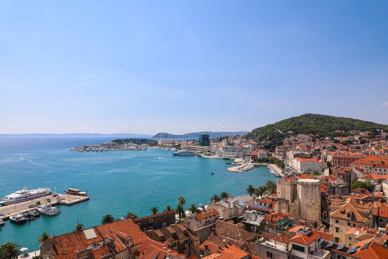 Aerial View of the Red Tile Rooftops of Split Croatia Editorial Image ...