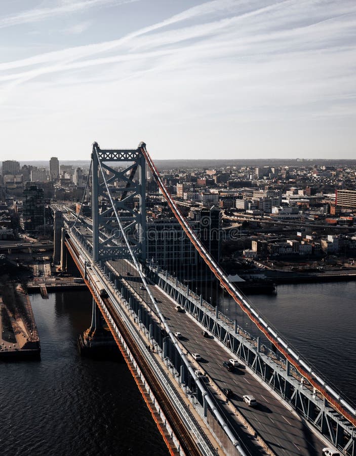 Aerial View of the Benjamin Franklin Bridge Stock Image - Image of ...