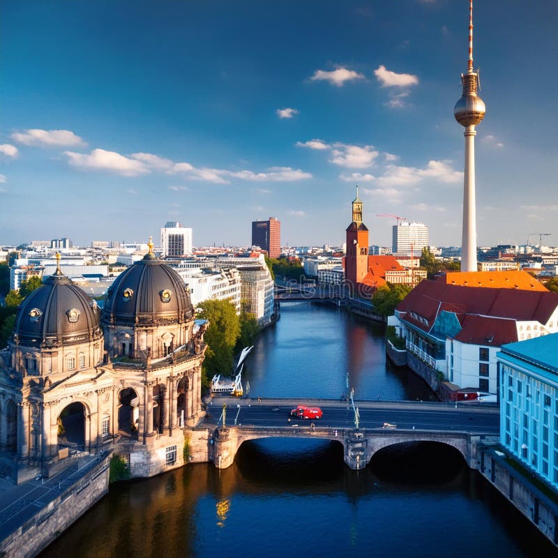 Aerial View of Berlin, AI Generated Stock Illustration - Illustration ...