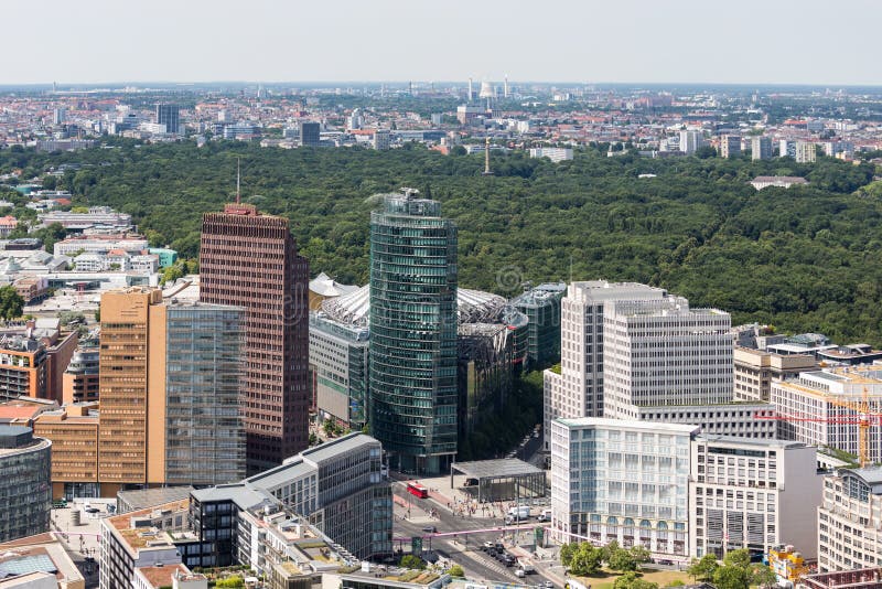 Aerial View of Berlin with Potsdamer Platz and Park Tiergarten Stock Image - Image of germany ...