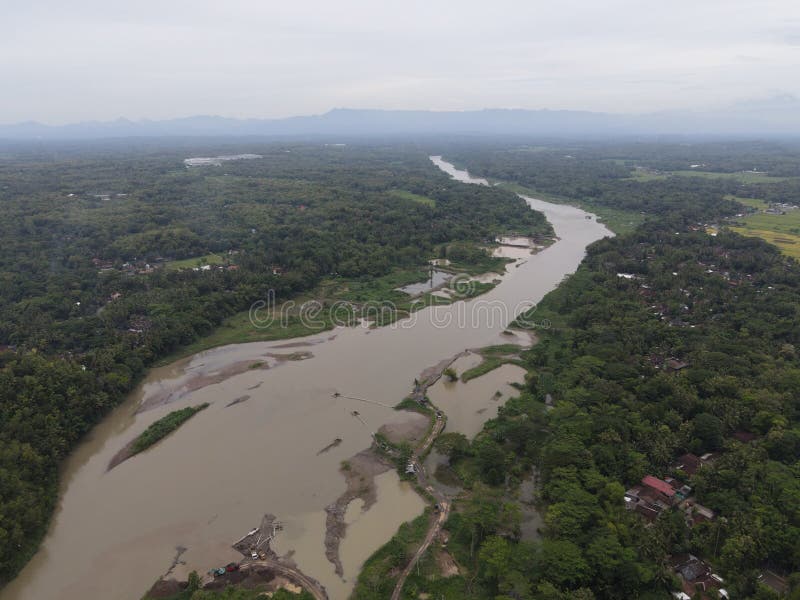 Aerial View of Big River in Indonesia with Wide View Stock Image ...