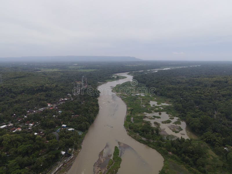 Aerial View of Big River in Indonesia with Wide View Stock Photo ...