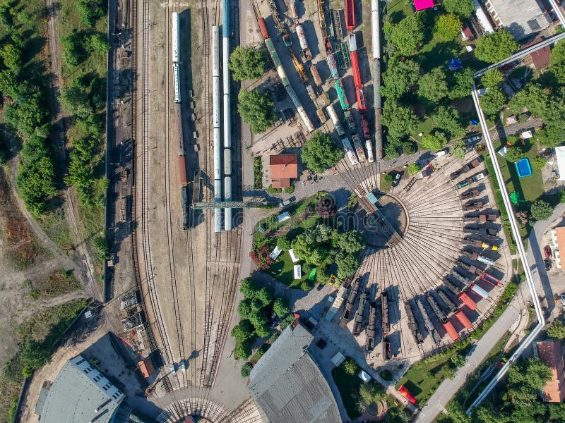 Aerial View of Big Train Turning Station Stock Image - Image of cargo ...