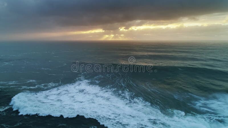 Atlantic Ocean Big Waves and Dramatic Sunset Sky Stock Footage - Video ...