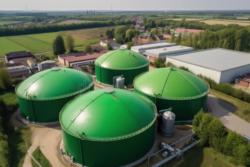Aerial View of Biogas Factory. Generative AI Stock Illustration ...