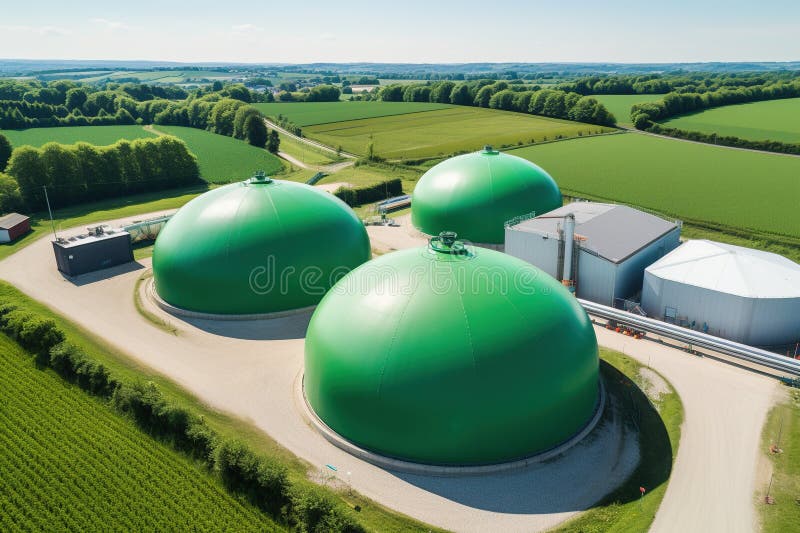 Aerial View of Biogas Factory. Generative AI Stock Illustration ...