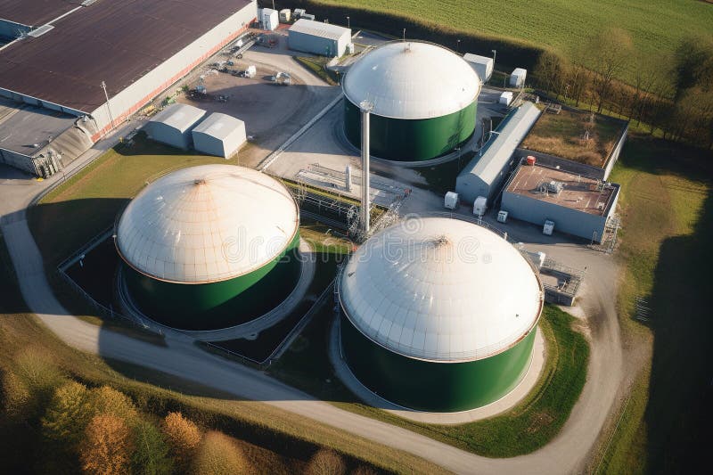 Aerial View of Biogas Factory. Generative AI Stock Illustration ...