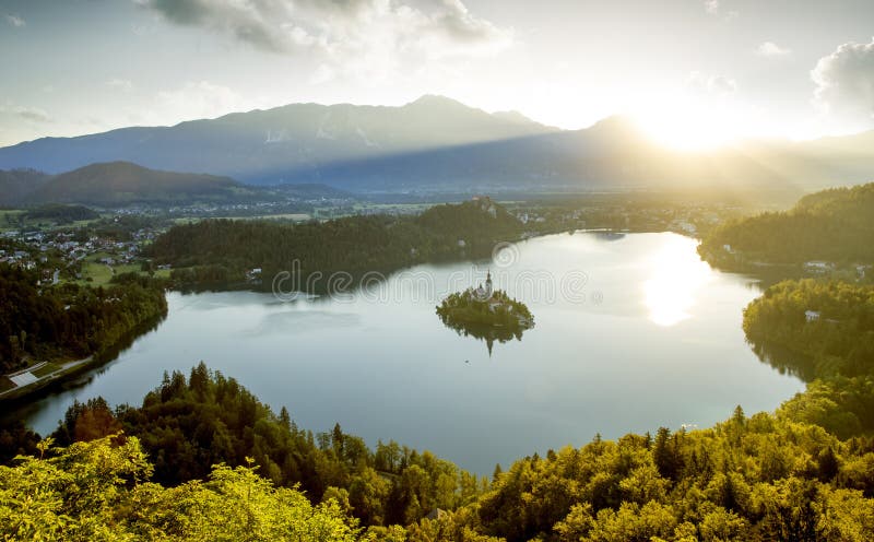 Aerial View of Bled Lake in Slovenia Stock Image - Image of alps ...