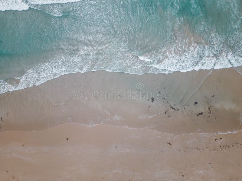 Aerial View of Blue Ocean Waves on the Beach Stock Image - Image of ...