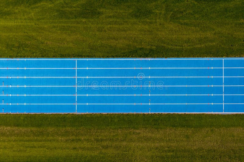 Top View of the Blue Rubber Running Track Stock Image - Image of race ...