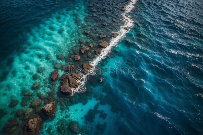 Aerial View of Blue Sea stock illustration. Illustration of waves ...