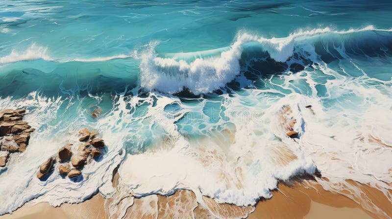 Aerial View of the Blue Sea Water Texture, Sandy Beach. AI Generated ...