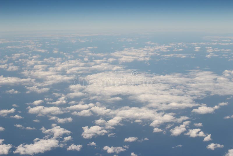 Aerial View Of Blue Sky And Cloud Top View From Airplane Window. Stock ...