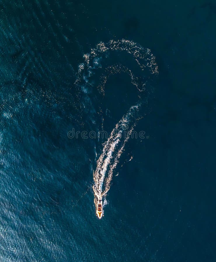 Boat S Question Mark Trail on Ocean. Stock Image - Image of mark, waves ...