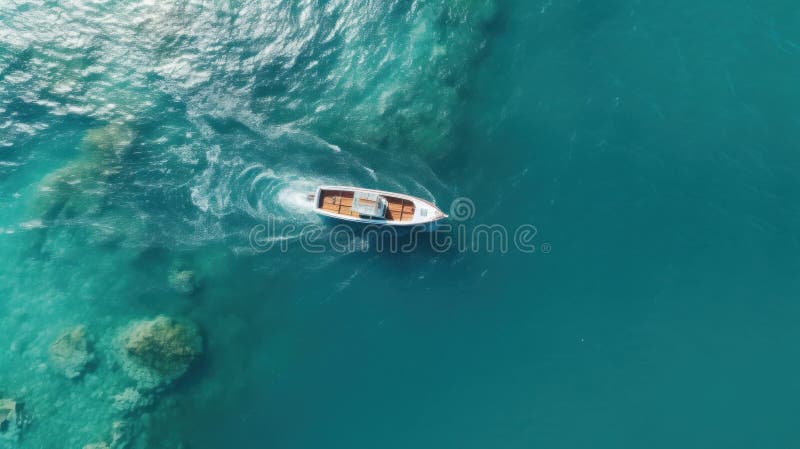 Aerial View of a Boat in the Ocean, Stock Image - Image of tourism ...