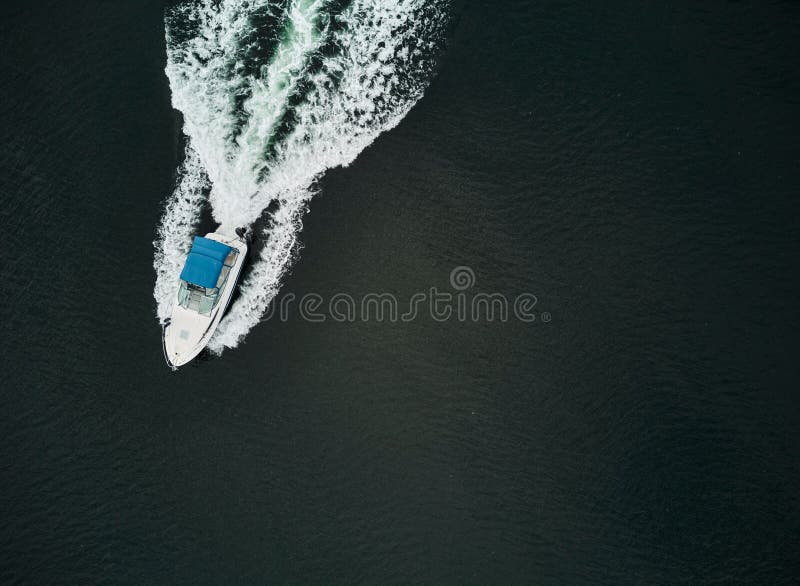 Aerial View of a Boat Sailing in the Ocean Stock Photo - Image of ...