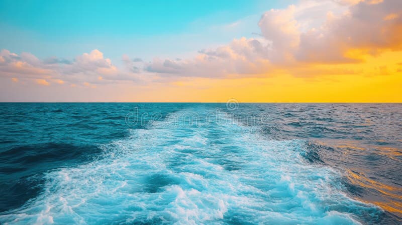 Aerial View of Boat Wake Creating Ripples on the Ocean Surface. Stock ...