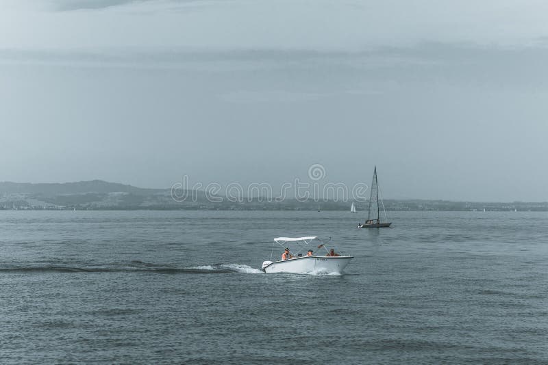 Boats are Floating on the Water at Night Time with Lights on Editorial ...