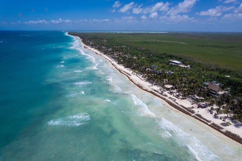 Aerial View of Boca Paila in Tulum Stock Photo - Image of mexico, paila ...