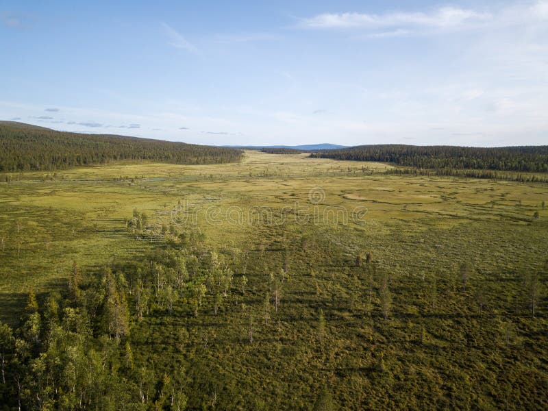 Aerial View of Bog in Northern Finland Stock Image - Image of hills ...