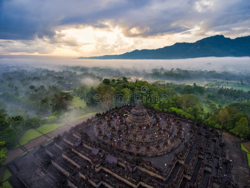 Aerial View of Borobudur Temple, Indonesia Stock Image - Image of ...