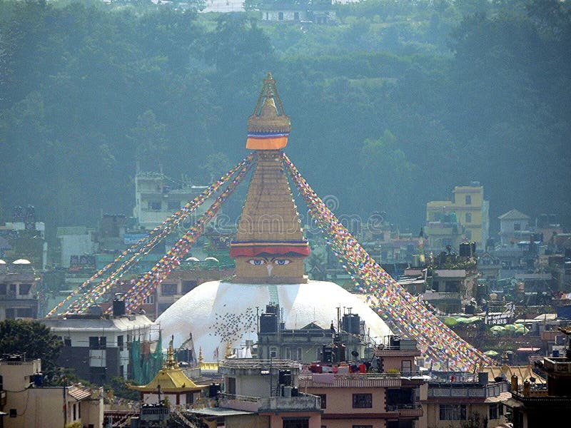 Aerial View of Boudhanath Stupa, Kathmandu, Nepal Stock Image - Image ...