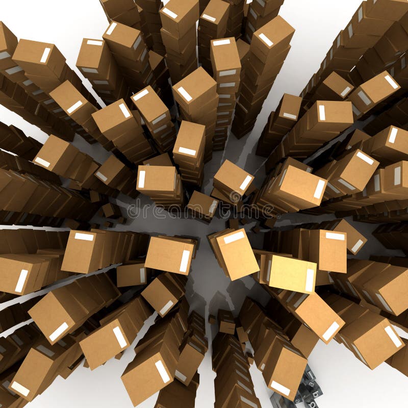 Aerial View of Boxes in Piles Stock Illustration - Illustration of ...