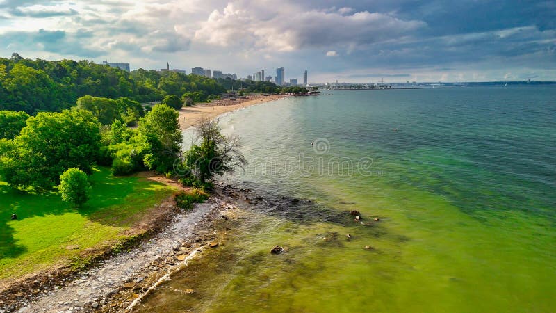 Aerial View of Bradford Beach in Milwaukee Stock Image - Image of ...