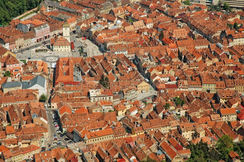 Aerial View of Brasov City, Romania Stock Image - Image of cityscape ...