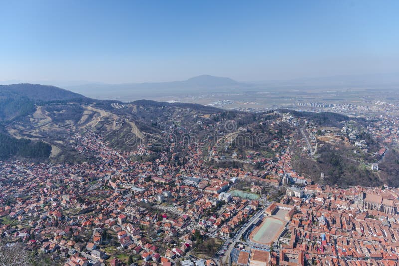 Aerial View with Brasov City , Romania Stock Photo - Image of panoramic ...