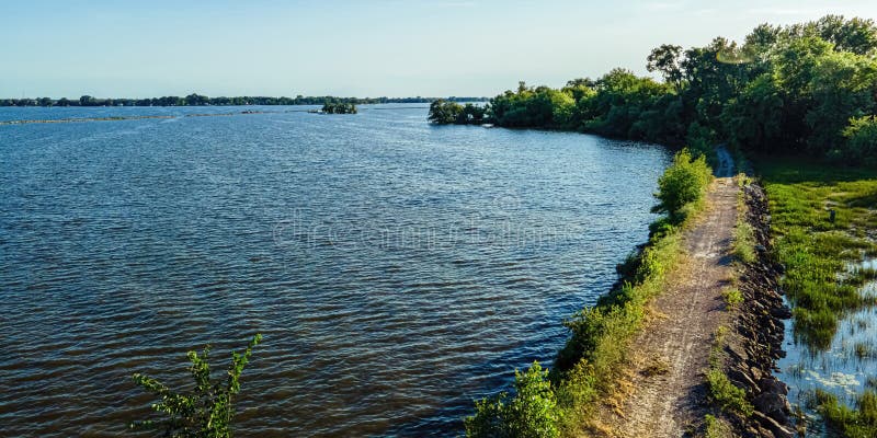 Aerial View of the Breakwall Paths on the Fox River in Oshkosh Stock ...