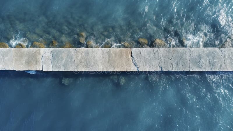 Aerial View of a Breakwater in the Middle of the Sea Generative AI ...