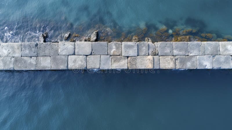 Aerial View of Breakwater in the Sea. 3d Rendering Generative AI Stock ...