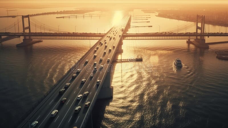 Aerial View of the Bridge. Generative Ai Stock Illustration ...