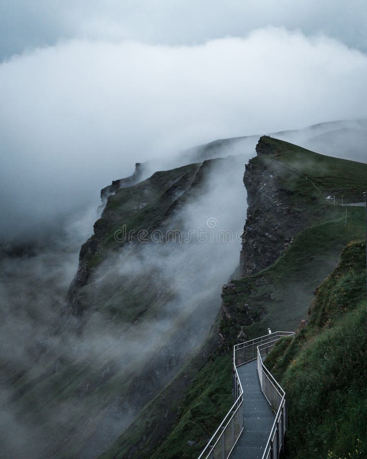 Aerial View of Bridge on Greenery Mountain Stock Image - Image of ...