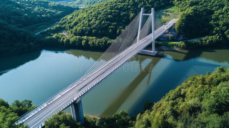 Aerial View of a Bridge Showcasing Its Linear Design and Patterns ...