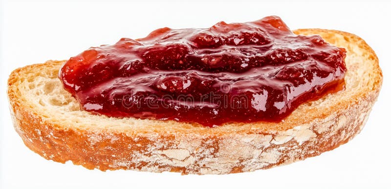Aerial View of Bright Red Strawberry Preserves, Spread Over a Slice of ...