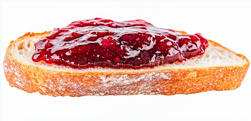 Aerial View of Bright Red Strawberry Preserves, Spread Over a Slice of ...