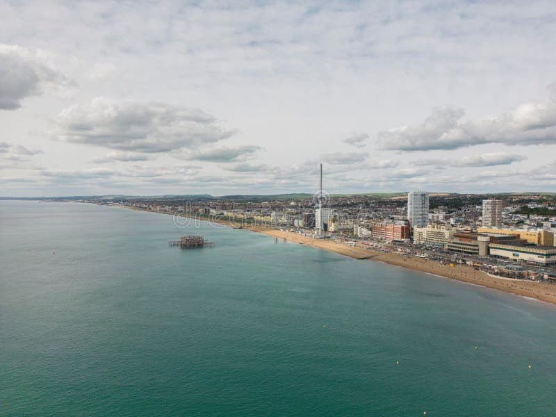 Aerial View of the Brighton Pier Stock Photo - Image of architecture ...