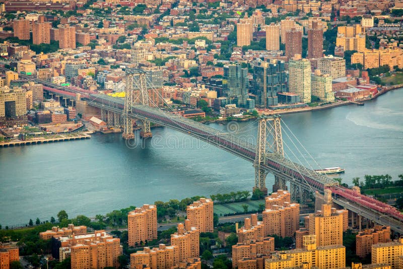 Aerial View of Brooklyn and Manhattan Bridges Stock Photo - Image of ...