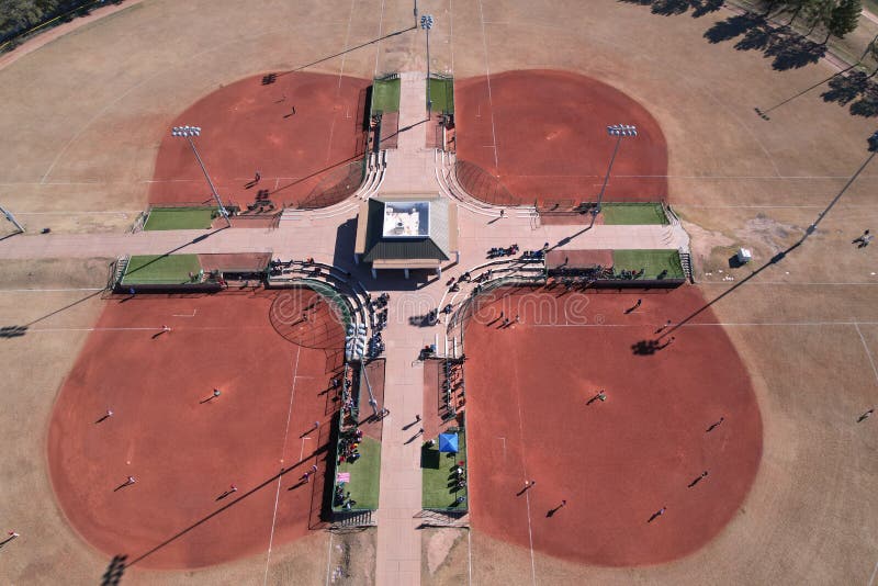 Aerial View of a Brown Baseball Field in Gilbert Park, Arizona Stock ...