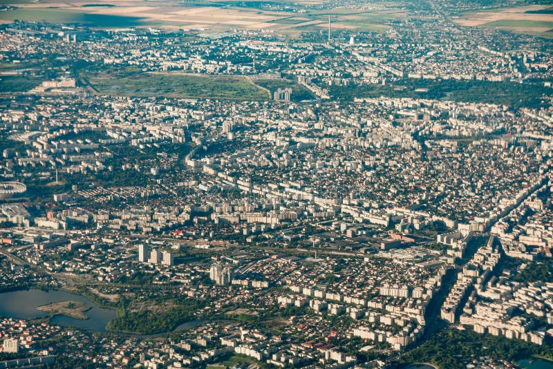 Aerial View of Bucharest City Stock Image - Image of aerial, house ...